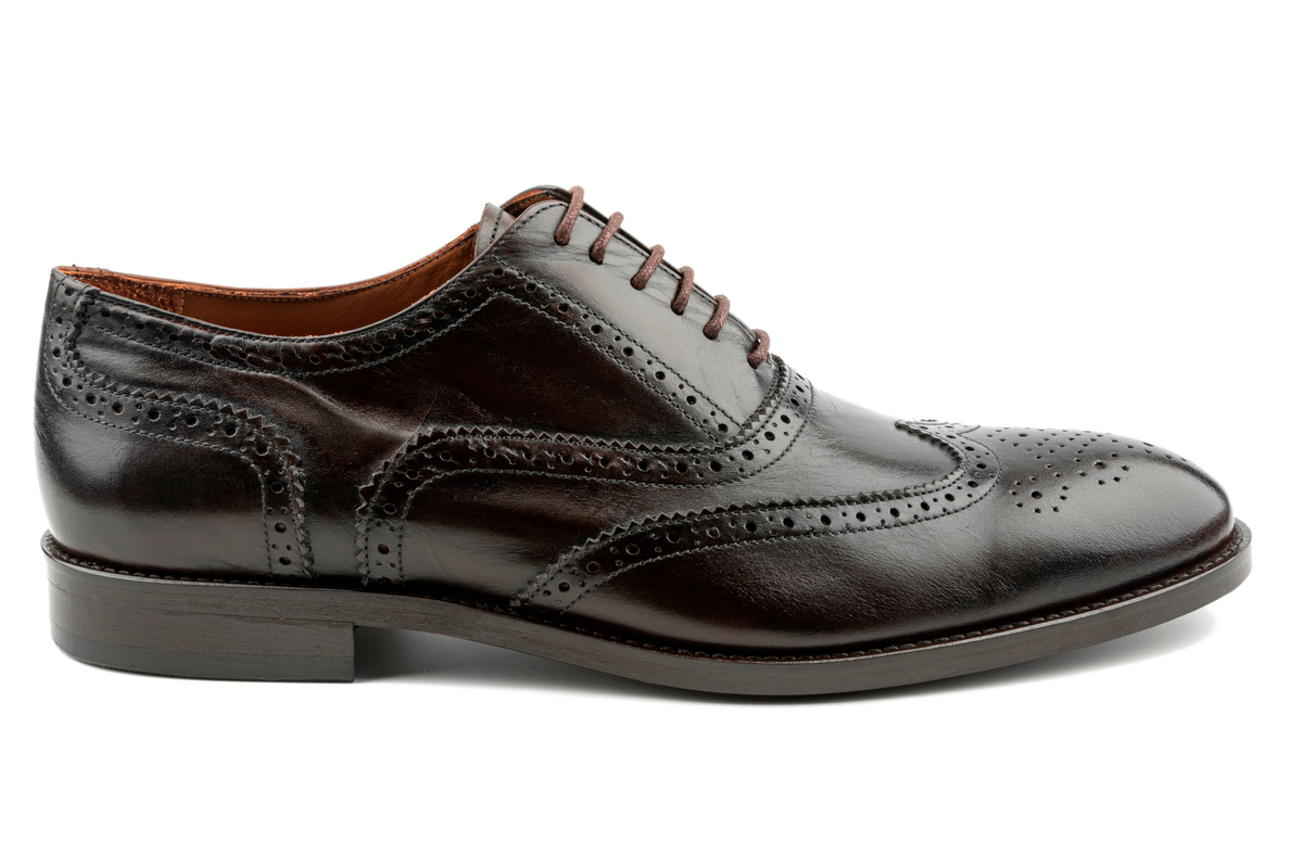 Debbano Chi Classic Wingtip Shoes, Men's Brown Oxford Shoes, Crust Lea ...