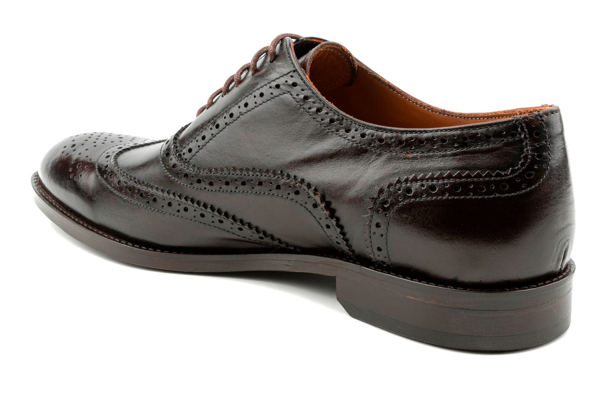 Debbano Chi Classic Wingtip Shoes, Men's Brown Oxford Shoes, Crust Lea ...