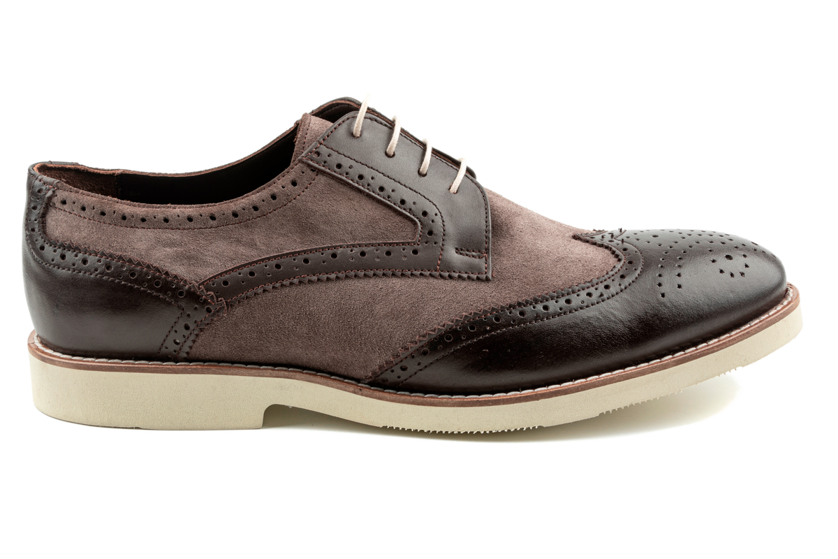 Men's Suede Derby Shoes, Dress Sneakers, Two Tones, Blend of Top Grain ...